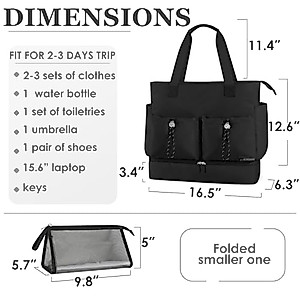 ETRONIK Weekender Bag for Women, Travel Duffel Bag with Shoes Compartment, Carry on Bags Fit 15.6" Laptop, Personal Item Bag for Airplanes, Sport Duffel Bag Overnight Bag with Toiletry Bag, Black