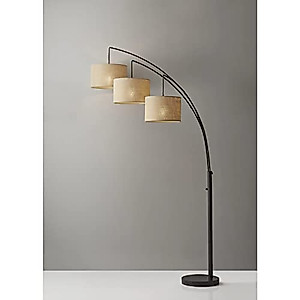 Adesso 4238-26 Trinity Arc Floor Lamp Antique Bronze FinisH, Beige Burlap . Home Decor Lamps and Light Fixtures, 82",3 Arm