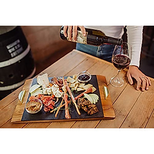 TOSCANA - a Picnic Time brand Covina Slate Serving Tray, Charcuterie Board Set, (Acacia Wood & Slate Black with Gold Accents) Large