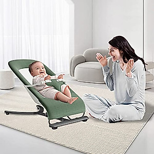 KIDSVIEW Bouncer for Babies, Baby Bouncer 0-6 Months, Baby Bouncers for Infants with Adjustable Height Positions with Overhead Pillow and Calming Bounce (Green)