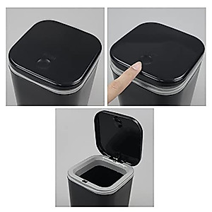 Zopnny Plastic 0.5 Gallon Tiny Trash Can, Desktop Mini Waste Bin, Black
