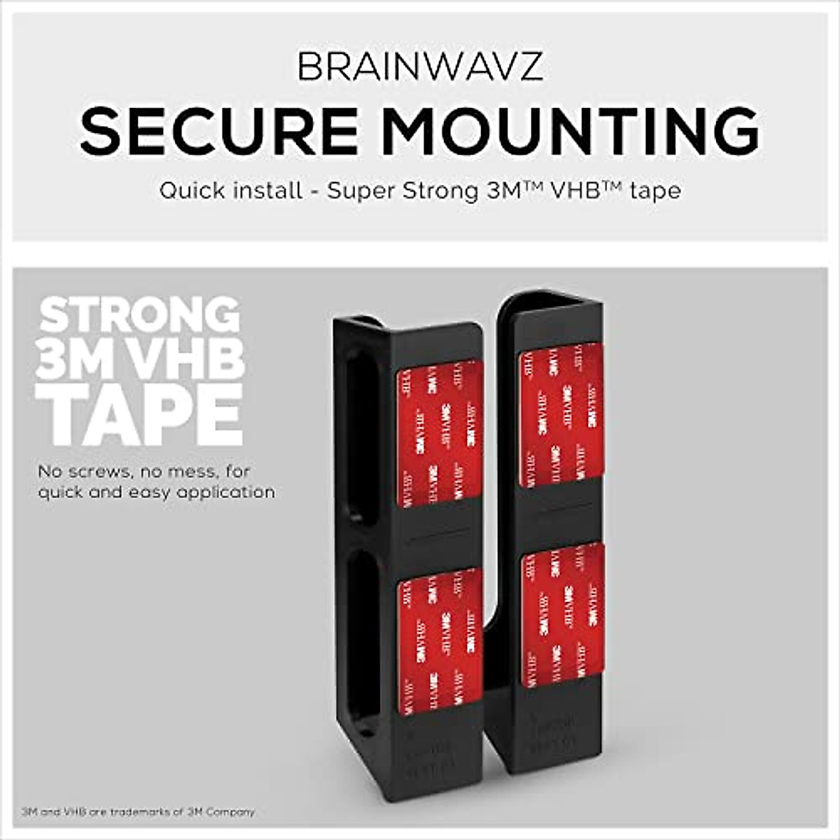 BRAINWAVZ Wall Mount Laptop Holder with Adhesive & Screw in, 1.2" / 31mm, for Macbooks, Surface, Keyboards, Switch, Tablets & More