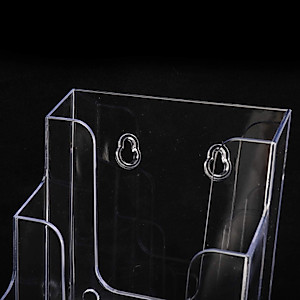 XMSound 3 Pack Acrylic Brochure Holder 4 Inch Wide 4 Tier Clear Literature Holder, Premium Acrylic Multi Pocket Display Stand, Wall Mount or Counter Top