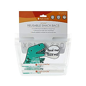 Full Circle ZipTuck Reusable Bag, Snack Set, Dinosaur