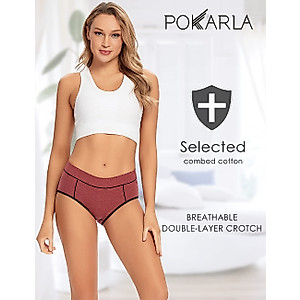 POKARLA Women's Cotton Stretch Underwear Ladies Mid Rise Briefs Panties 5-Pack Size XS