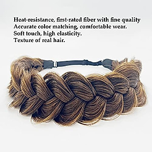 TOECWEGR Synthetic Hair Braided Headband Classic Wide Strands Wedding Disorderly Fluffy Braids Wig Band Women Beauty Accessory