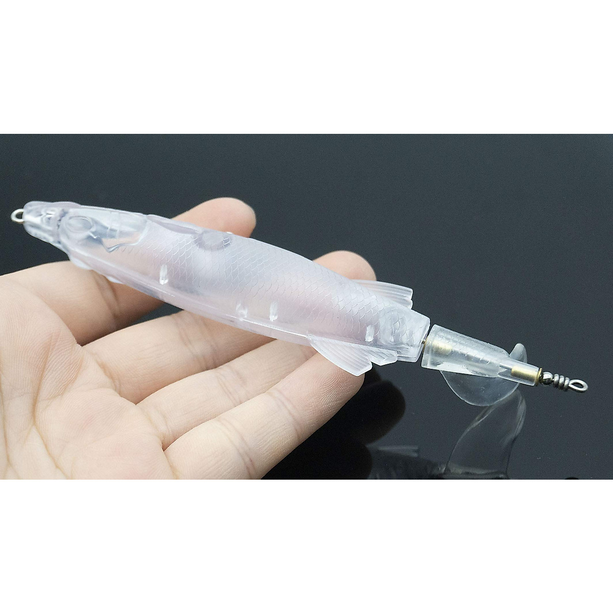 5PCS Fishing Lures Plopper Fishing Lure Whopper Popper Bass Lure 13.66g 12.7cm with Free Oval Eye Topwater Floating Rotating Tail Artificial Hard Bait Oval Eye