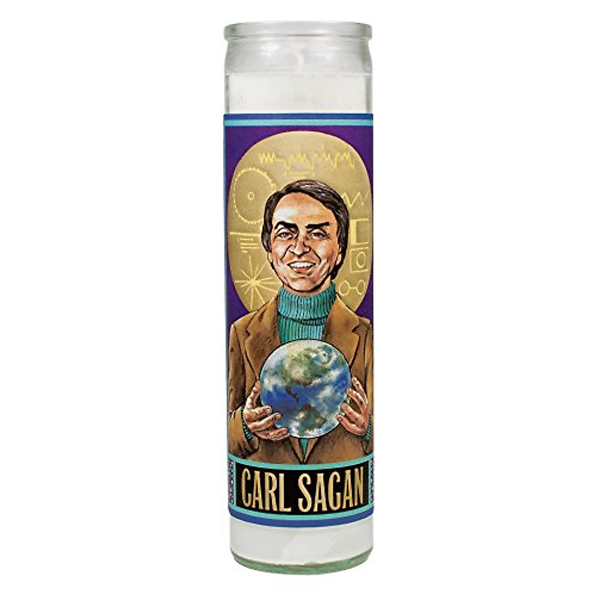 Carl Sagan Secular Saint Candle - 8.5 Inch Tall Glass Prayer Votive - Made in The USA