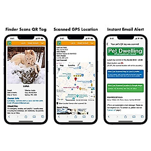 Pet Dwelling Premium QR Code Pet ID Tags - Dog Tags and Cat Tags, Connect to Online Pet Profile, Receive Instant Scanned Tag Location Email Alert(Pink Paw)