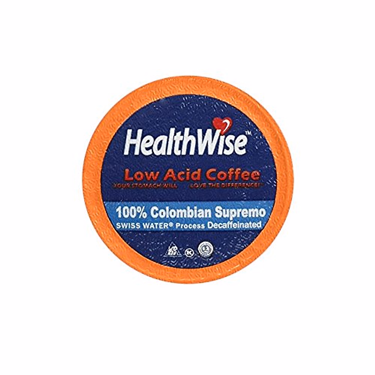 HealthWise Low Acid Swiss Water Decaffeinated Coffee for Keurig K-Cup Brewers, 100% Colombian Decaf Supremo, 12 Count