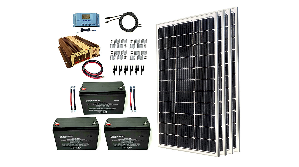 WindyNation 400 Watt Monocrystalline Solar Panel Kit + 1500W VertaMax ...