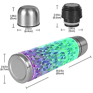 Stainless Steel Vacuum Insulated Mug, Multi Grid Clean Print Thermos Water Bottle for Hot and Cold Drinks Kids Adults 17 Oz