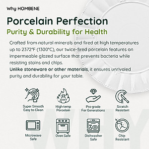 HOMBENE Plates and Bowls Sets, 12 Piece Dinnerware Sets Bone China, Porcelain Dinner Set with Cereal Bowls, Ceramic Soup Bowls, for Pasta, Salad, Gift Idea, Wavy Pattern