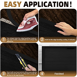 GSCIT Club Black Melamine Edge Banding, 3/4 inch x 25ft, Commercial Grade, Flexible Edging Trim for Plywood Cabinet Furniture