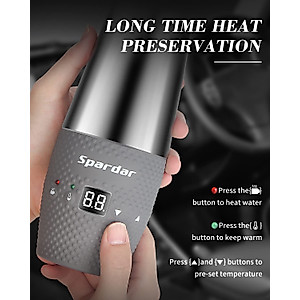 Spardar 12V Car Kettle Boiler Electric Travel Portable Kettle Fast Water Boiler & Heater with LED Indicator Light for Water, Tea, Coffee and Milk