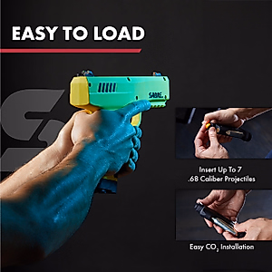 SABRE Home Defense Pepper Projectile Launcher, Large Size with (7) 0.68 Cal. Projectiles - 40% More Stopping Power for Extra Home Protection, 6.89”W x 8.56”H, and Made in USA SABRE Pepper Gel Canister