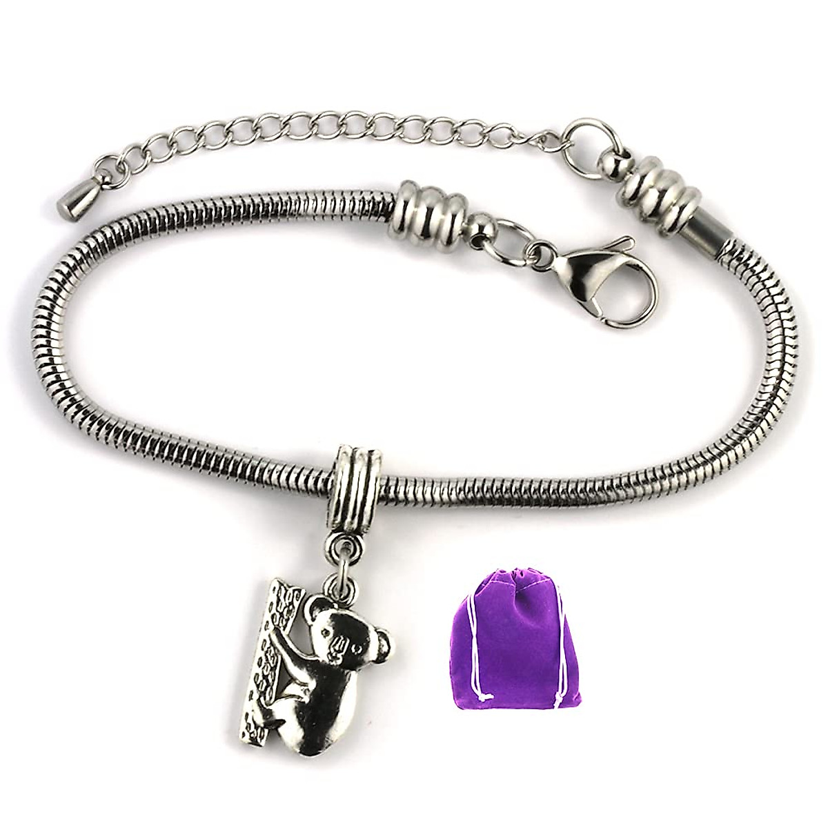 Dave The Bunny Koala Bracelet | Stainless Steel Snake Chain Bracelet