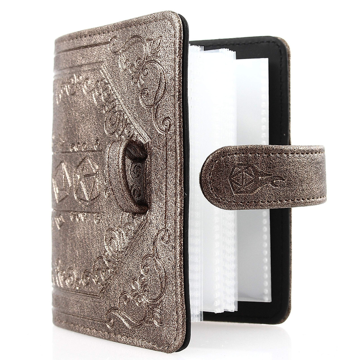 Forged Dice Co Spellbook of Incantations (Dice Edition) Spellbook Card Holder & Deck of Dry Erase Cards with Velvet Storage Bag - Storage for D&D Spell Book Monster Magic Item Cards