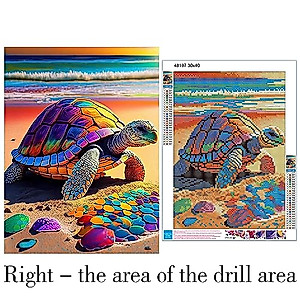 Buewutiry Turtle Diamond Painting Kits for Adults, 5D Diamond Art Kits for Adults, 12x16 Inch DIY Full Drill Diamond Dots Paintings Craft for Home Wall Art Decor