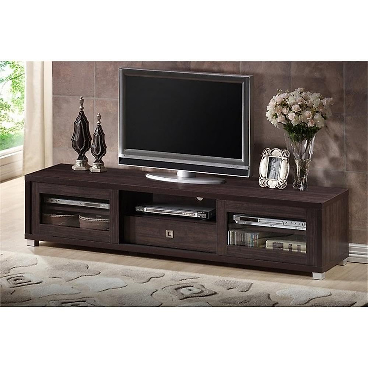 Baxton Studio Beasley 5-Shelf Wood TV Stand, Dark Brown (118-6481-HiT)