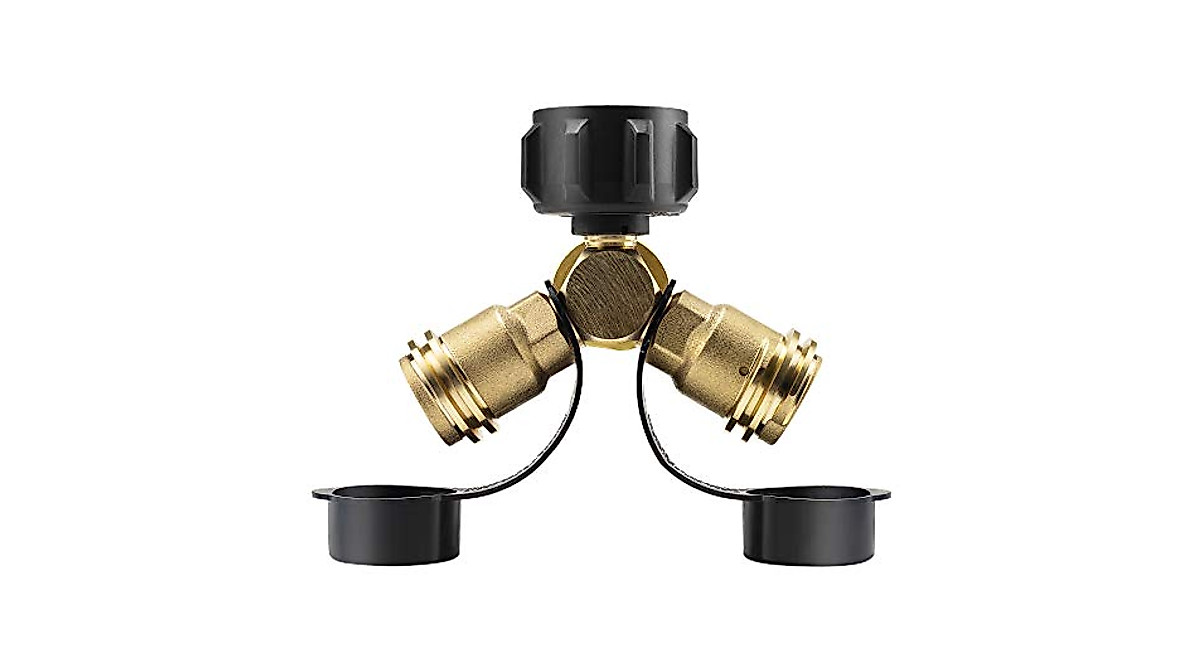 LICHAMP 2 Way Propane Splitter with Gauge for RV & BBQ