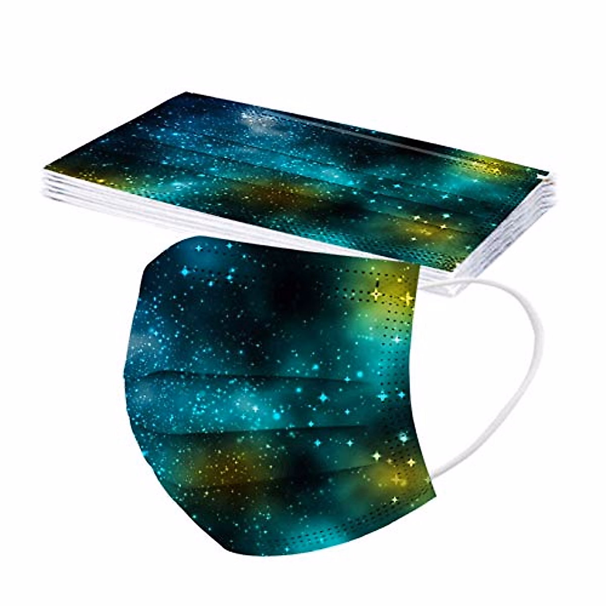 50PC Space Disposable Face Mask For Adult With Paper Designs Tie Dye Cute Star Printed Masks Full Face Protection (A)