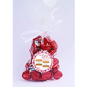 S’More Friends Like You Valentine Party Favor Sticker Labels, 40 2" Party Circle Stickers by AmandaCreation, Great for Classroom Valentines, Envelope Seals, Gifts & Treats