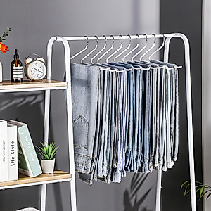 JOYBOS Pants Hangers Space Saving - 30 Pack Open Ended Hangers for Pants - Scarf Organizer Hanger for Closet - Metal Non Slip Jean Hanger - White Pant Hangers for Jeans,Trouser,Leggings,Slacks
