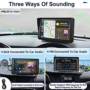 Portable Car Stereo for Apple Carplay - KECAG Wireless Android Auto, Bluetooth Carplay Screen, 7 Inch IPS Touch Screen, Handsfree, Compatible with Air Play, Mirror Link, FM/AUX/USB/TF, Car Navigation