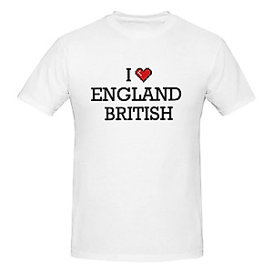 Abipuir Men's Funny T-Shirts I Love England British T Shirt Men's Novelty Shirts (Color : Colour, Size : Large)