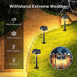 Linkind Solar Pathway Lights 4 Pack, Motion Sensor Solar Outdoor Lights Waterproof, Super Bright 2 in 1 LED Solar Lights for Pathway, Yard, Landscape, Walkway, Fence, Step, Patio, Warm White