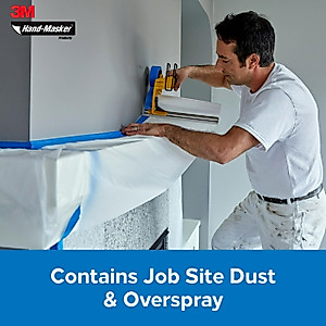 3M Hand-Masker Contractor's Plastic Film, 48" in x 180' Feet, Unfolds to Full Width, Contains Job Site Dust & Overspray, For Painting, Drywall Texturing, Wall Finishing & Floor Standing, 1 Roll (CP4)