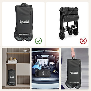 LAZEYARD Collapsible Wagon Cart,Foldable Heavy-duty Wagon Cart with Universal Wheels and Adjustable Handle,220lbs Capacity Folding Garden Utility Wagon with 2 Drinking Holders for Outdoor Shopping