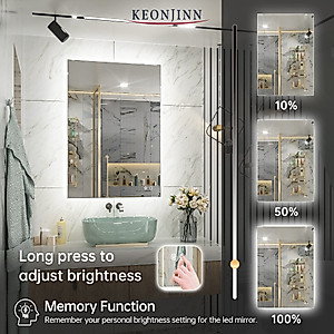 Keonjinn LED Bathroom Mirror, 24 x 36 Inch LED Mirror Lighted Bathroom Mirror, Anti Fog Acrylic Backlit Vanity Mirror with Lights, IP44 Waterproof CRI90+ Dimmable Makeup Mirror(Horizontal/Vertical)