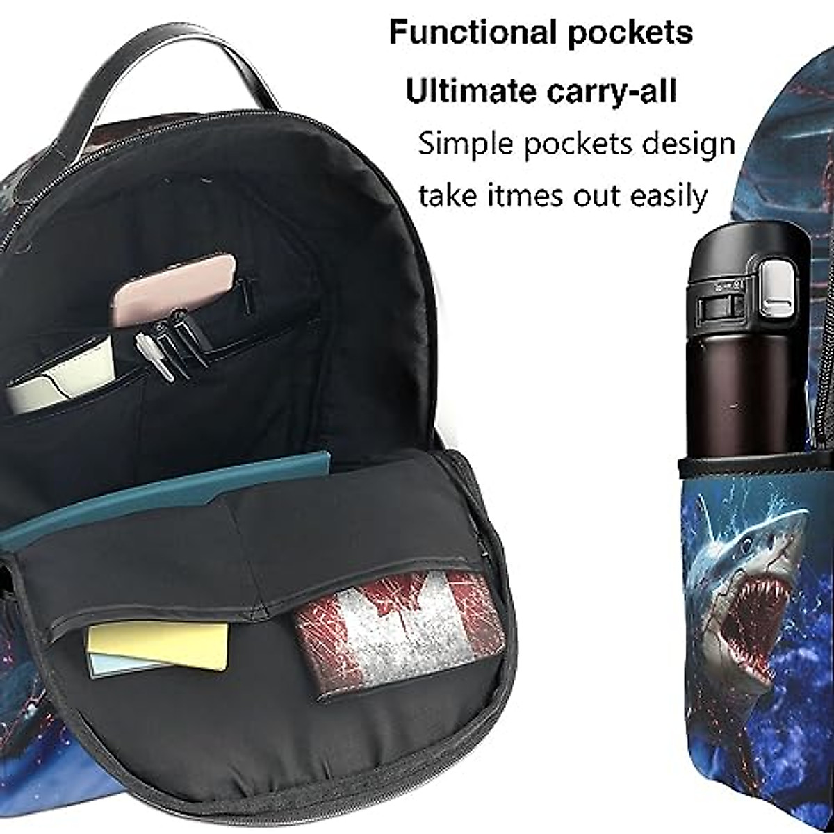 THIRTIMK Horror Casual Large Capacity Backpack, Lightweight Daypack For Work, Travel, And Outdoor Activities