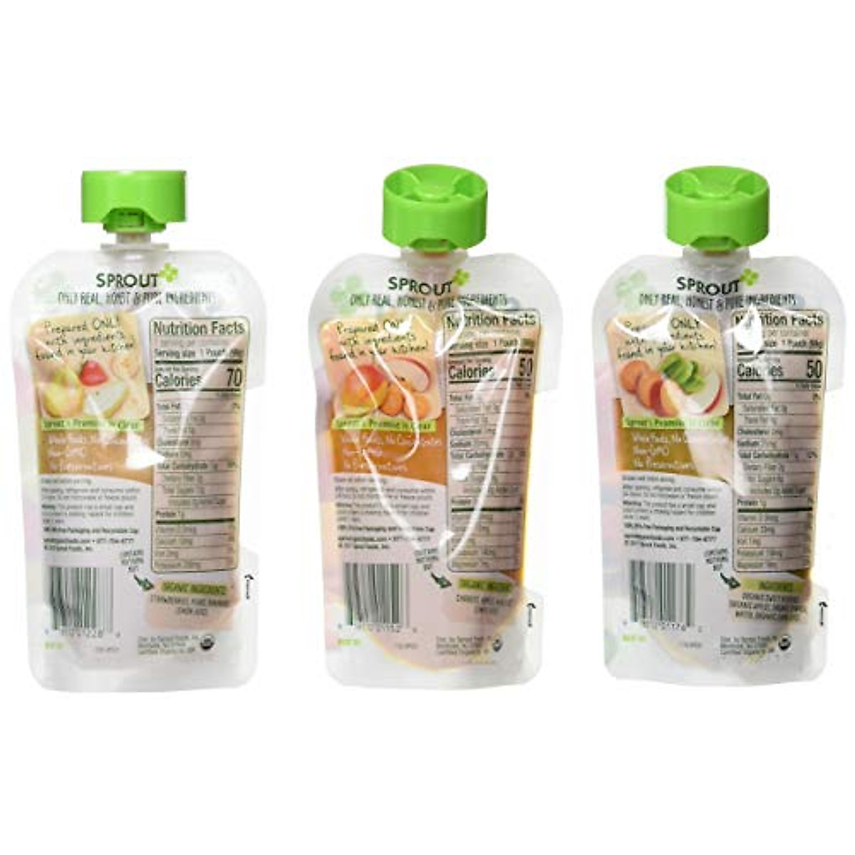 Sprout Organic Baby Food, Stage 2 Pouches, 6 Flavor Fruit & Veggie Variety Pack, 3.5 Oz Purees (Pack of 12)
