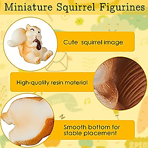14 Pieces Miniature Squirrel Figurine Squirrel Cake Toppers Mini Fairy Figurine Squirrel Collection for Landscape Garden DIY Terrarium Cake Decoration