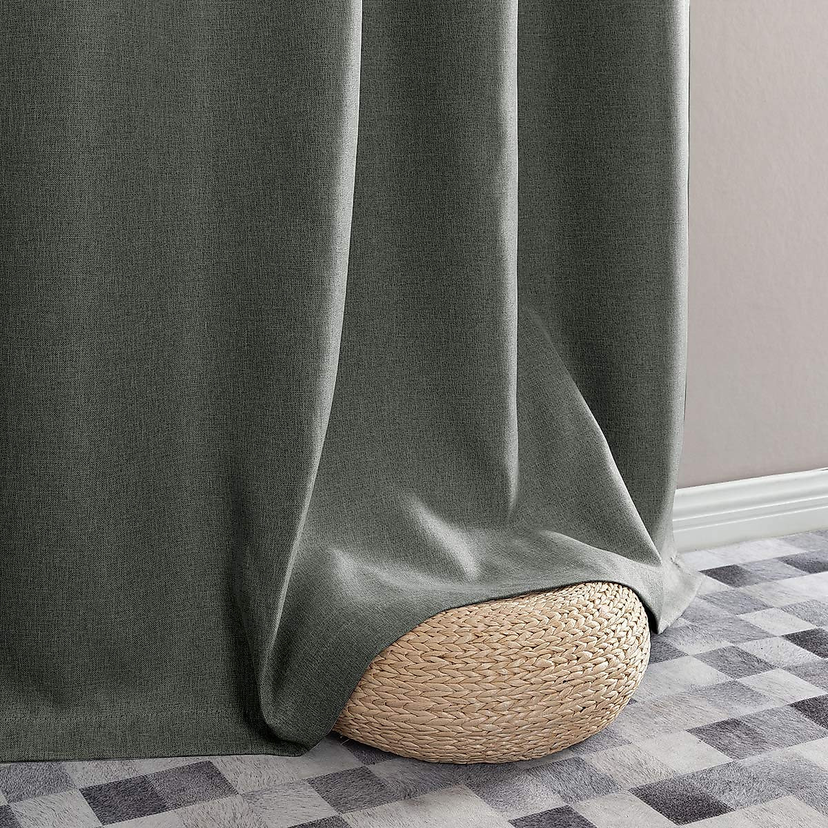 Lazzzy Bedroom Curtains 84 Inches Long 2 Panels Dark Gray Room Darkening Thermal Insulated Linen Textured Window Treatment Set Light Reducing Drapes