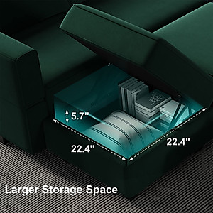 Belffin Oversized Modular Sectional Sofa Velvet U Shaped Couch with Storage Ottomans Modular Sectional Couch with Reversible Chaise Convertible Sectional Sleeper Sofa Velvet Green