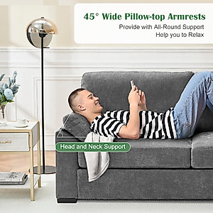 IDEALHOUSE 80" Sofas Couches for Living Room, 3 Seater Chenille Recliner Sofa Mid-Century Modern Sofa Couch with Space Spring Cushion and Solid Wood Frame, Removable Back and Seat Cushions