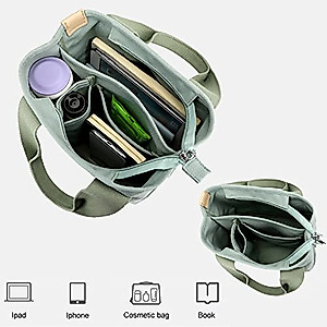 Canvas Tote Handbag for Women Large Capacity Crossbody Bag Satchel Handbags Multi-Pocket Tote Hand Bag Vintage Shoulder Strap Blue