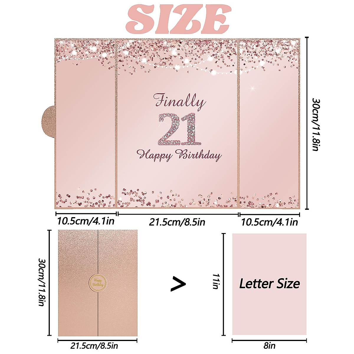 Vlipoeasn 21st Birthday Guest Book Alternative, Rose Gold 21st Birthday Party Decorations for Women, Creative Diamond 21st Birthday Signature Book, Cheers to 21 Year Old Birthday Party Supplies