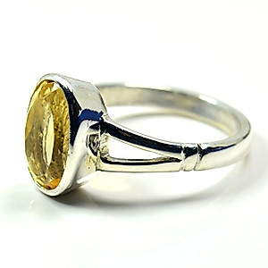 Jewelryonclick Real Citrine Silver Cut Rings for Women 4 Carat November Birthstone Jewelry in Size 4-13