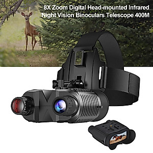 GOYOJO Night Vision Goggles Digital Head Mounted Binoculars 1080P FHD 8X Zoom with 1312FT Viewing in 100% Darkness for Airsoft Military Hunting Tactical Gear Wildlife Observation Surveillance
