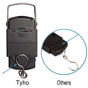 TyhoTech Fishing Scale 110lb/50kg Backlit LCD Screen Portable Electronic Balance Digital Fish Hook Hanging Scale with Measuring Tape Ruler, D Shape Buckle and Carry Bag Included