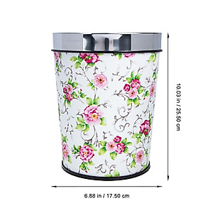 BESPORTBLE Large Laundry Hamper Trash Can Wastebasket Flower Garbage Bin for Bathroom Kitchen Bedroom Office Holds Trash Waste Garbage Recycling 6L Stainless Steel Trashcan