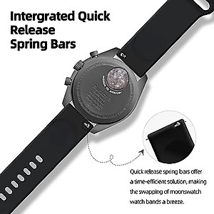 Ritche Christmas Gift 20mm Sports Silicone Moonswatch Band for Men Omega Swatch Strap Replacement band for Speedmaster/Rolex/Seiko Mission to the Moon/Mercury, White Elephant Gifts, Stocking Stuffers for Men