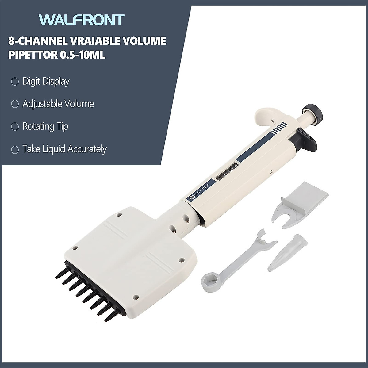 8-Channel Multichannel Pipett Adjustable Pipettor Micro Pipette Multichannel Pipette 0.5-10μl
