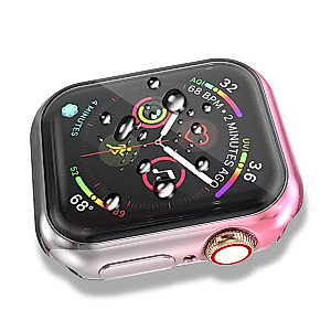 Josi Minea iWatch 5 & 4 [40mm] Protective Snap-On Case with Built-in HD Clear Screen Protector - Shockproof & Anti-Scratch Thin Cover Shield Compatible with Apple Watch Series 5 & 4 [40mm - Silver]