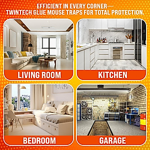 TwinTech Glue Traps for Mice - 36-Pack Pre-Baited Glue Boards for Mice - Extra Strength Sticky Mouse Traps Indoor for Home - Mice Glue Traps - Peanut Butter Scented Bug Glue Pads, Glue Mouse Traps
